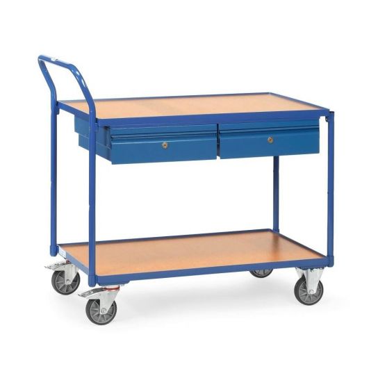 Lichte tafelwagen 300 kg met 2 houten etages en 2 schuifladen 1000x600 ...